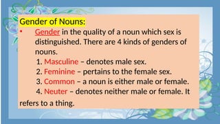 Gender of Nouns - Masculine, Feminine, Common, and Neuter | PPTX