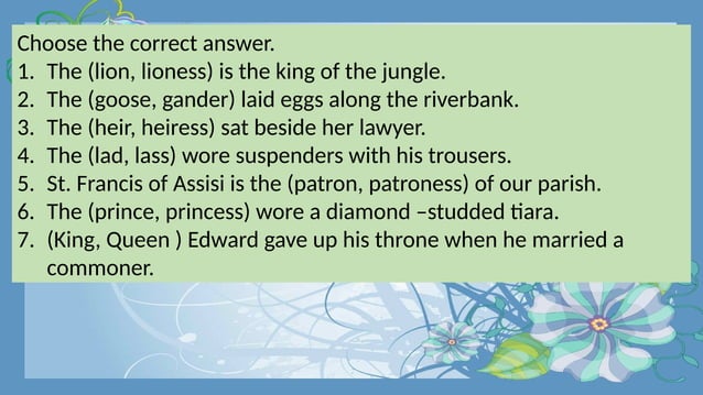 Gender of Nouns - Masculine, Feminine, Common, and Neuter | PPTX
