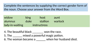 Gender of Nouns - Masculine, Feminine, Common, and Neuter | PPTX