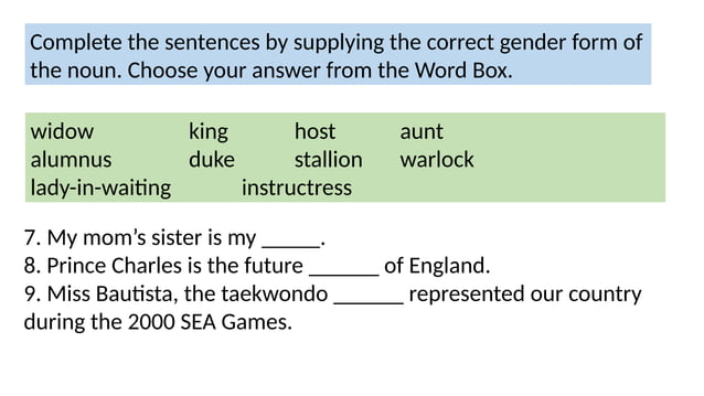 Gender of Nouns - Masculine, Feminine, Common, and Neuter | PPTX