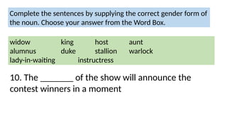 Gender of Nouns - Masculine, Feminine, Common, and Neuter | PPTX