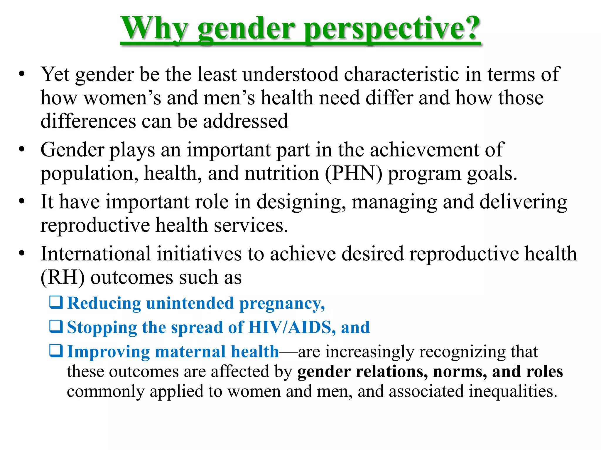 Gender perspectives of reproductive health | PPTX