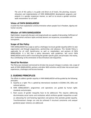 Gender policy of FAPA Bangladesh | DOCX | Debated Sensitive Social ...
