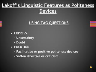 Gender, Politeness, and Stereotypes | PPTX