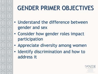 Gender Primer training for women. ppt | PPT