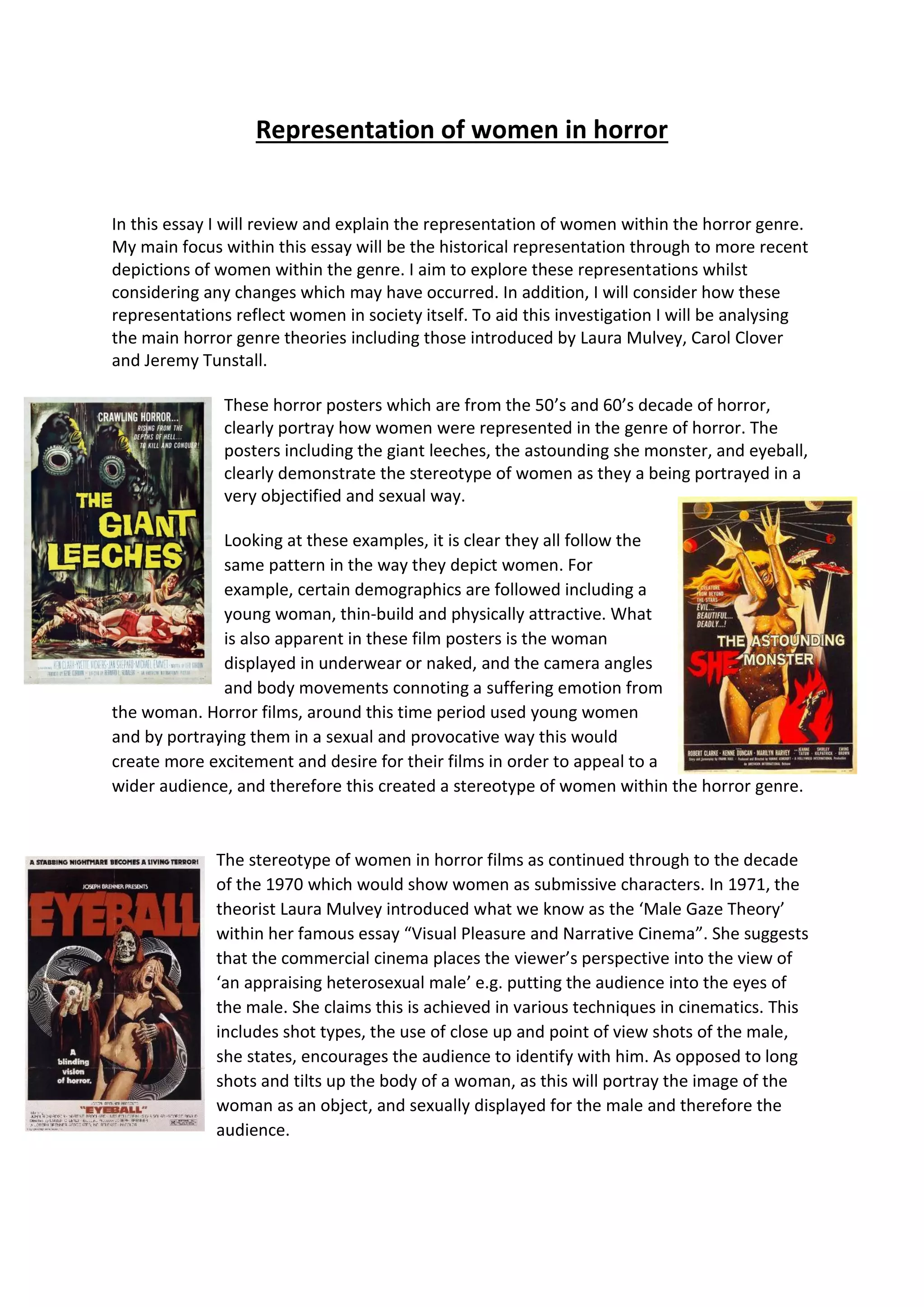 Representation of women in horror essay | PDF