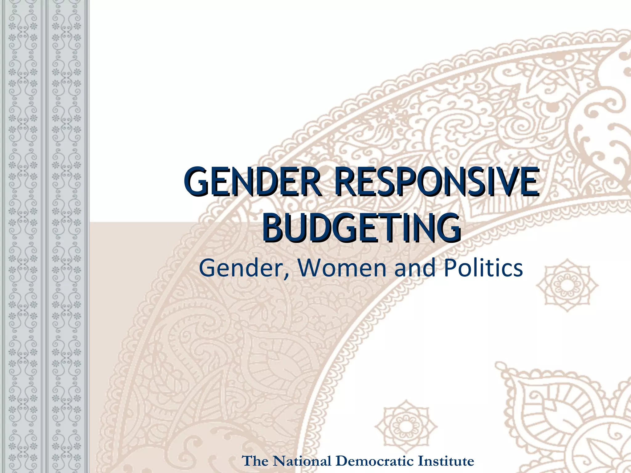 Gender responsive budgeting | PPT