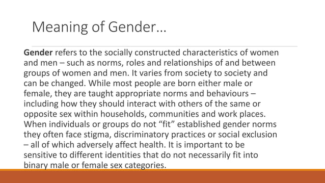 GENDER ROLES IN SOCIETY | PPTX | Reproductive Health | Diseases and ...
