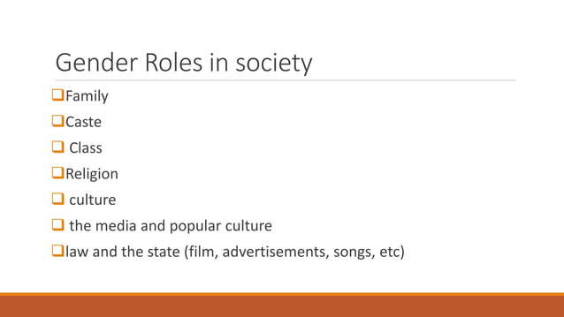 GENDER ROLES IN SOCIETY | PPTX | Reproductive Health | Diseases and ...