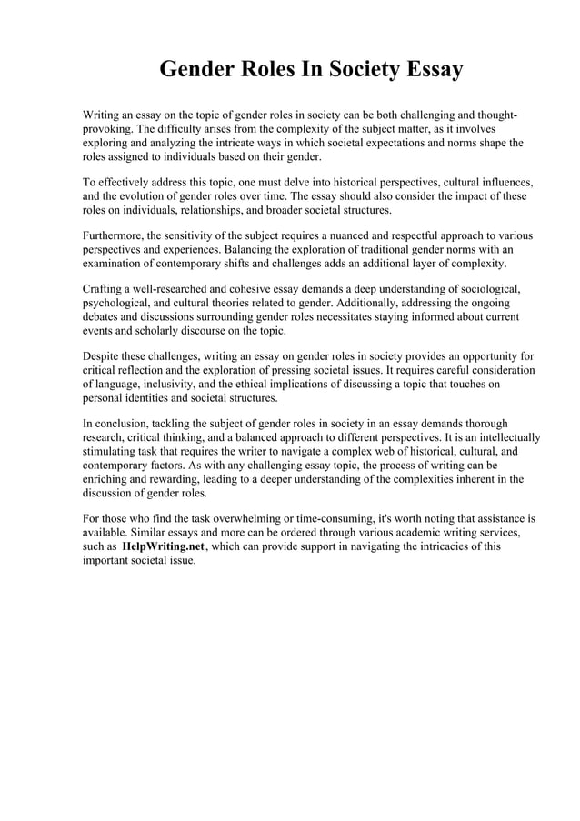 Gender Roles In Society Essay.pdf | Education