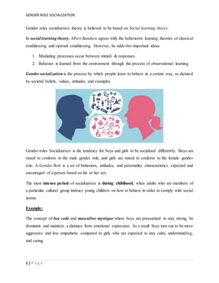 Gender role socialization | PDF