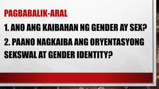 Gender roles sa pilipinas | PPTX