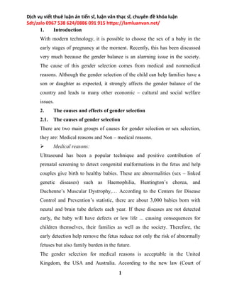 The causes and effects of gender selection | PDF