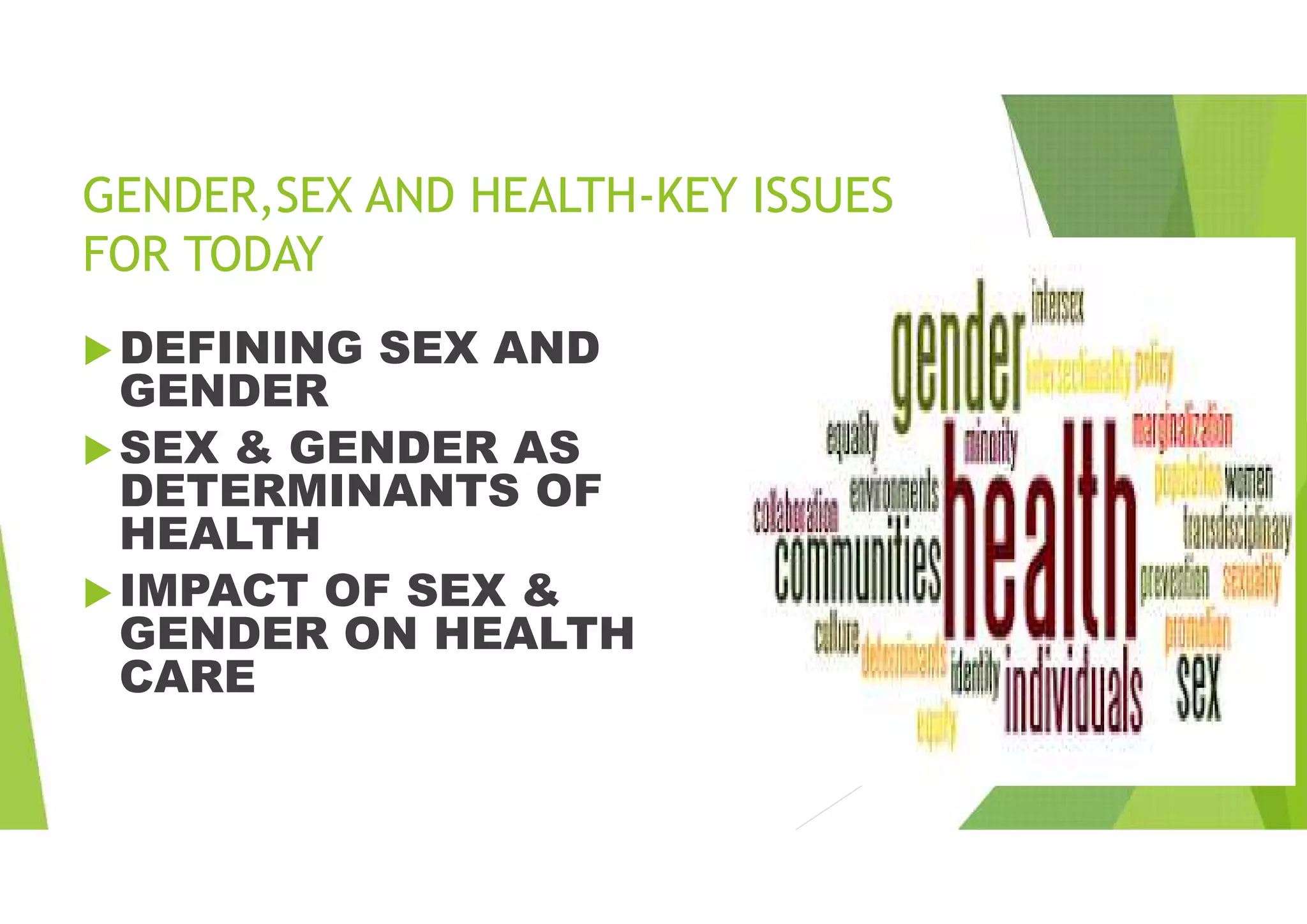 Gender,sex and health summah | PPT