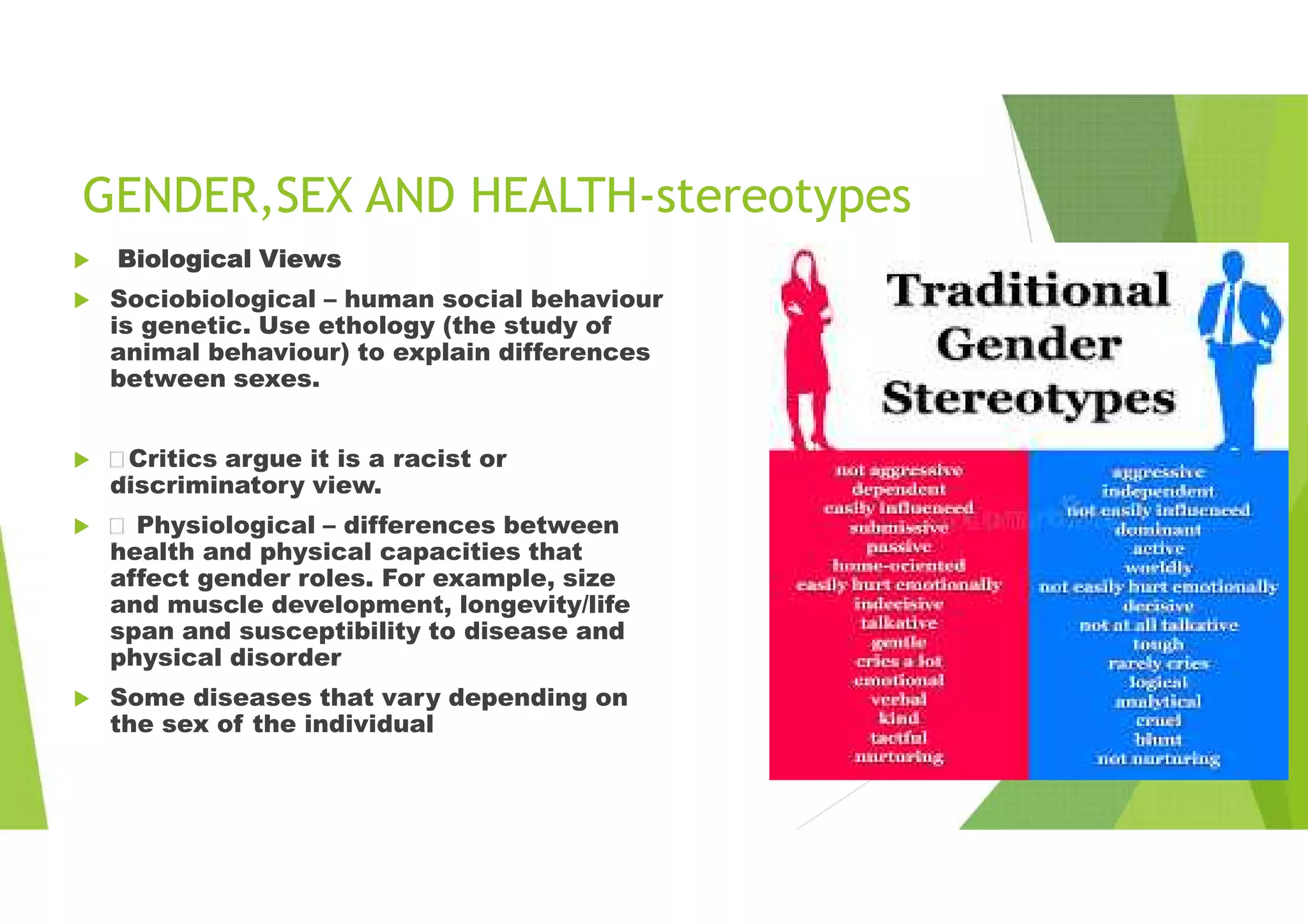 Gender,sex and health summah | PPT