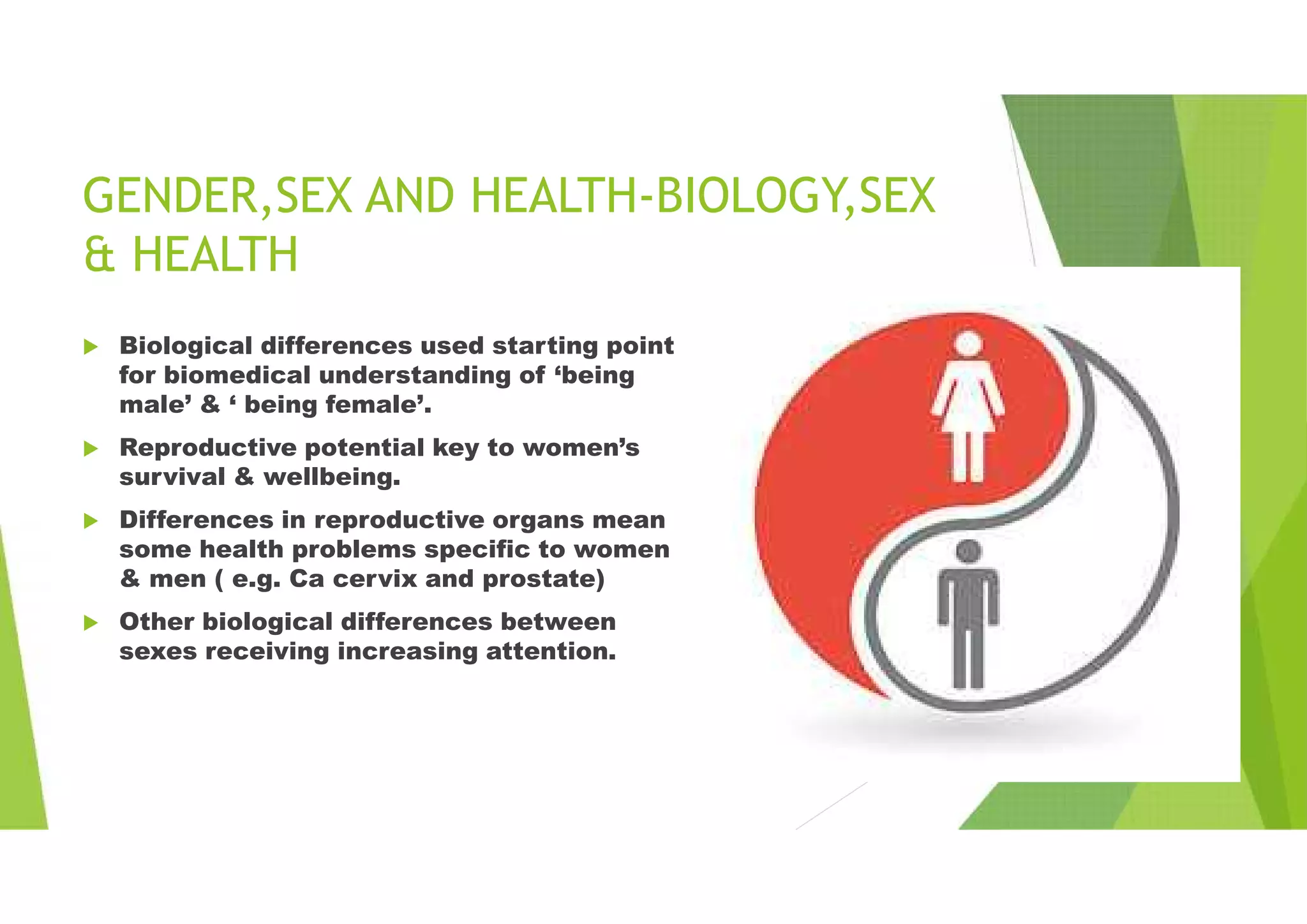 Gender,sex and health summah | PPT