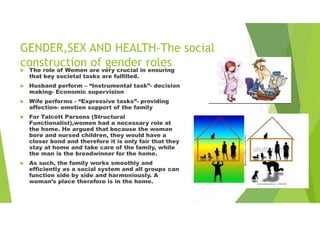 Gender,sex and health summah | PPT