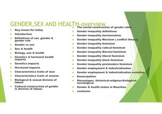 Gender,sex and health summah | PDF