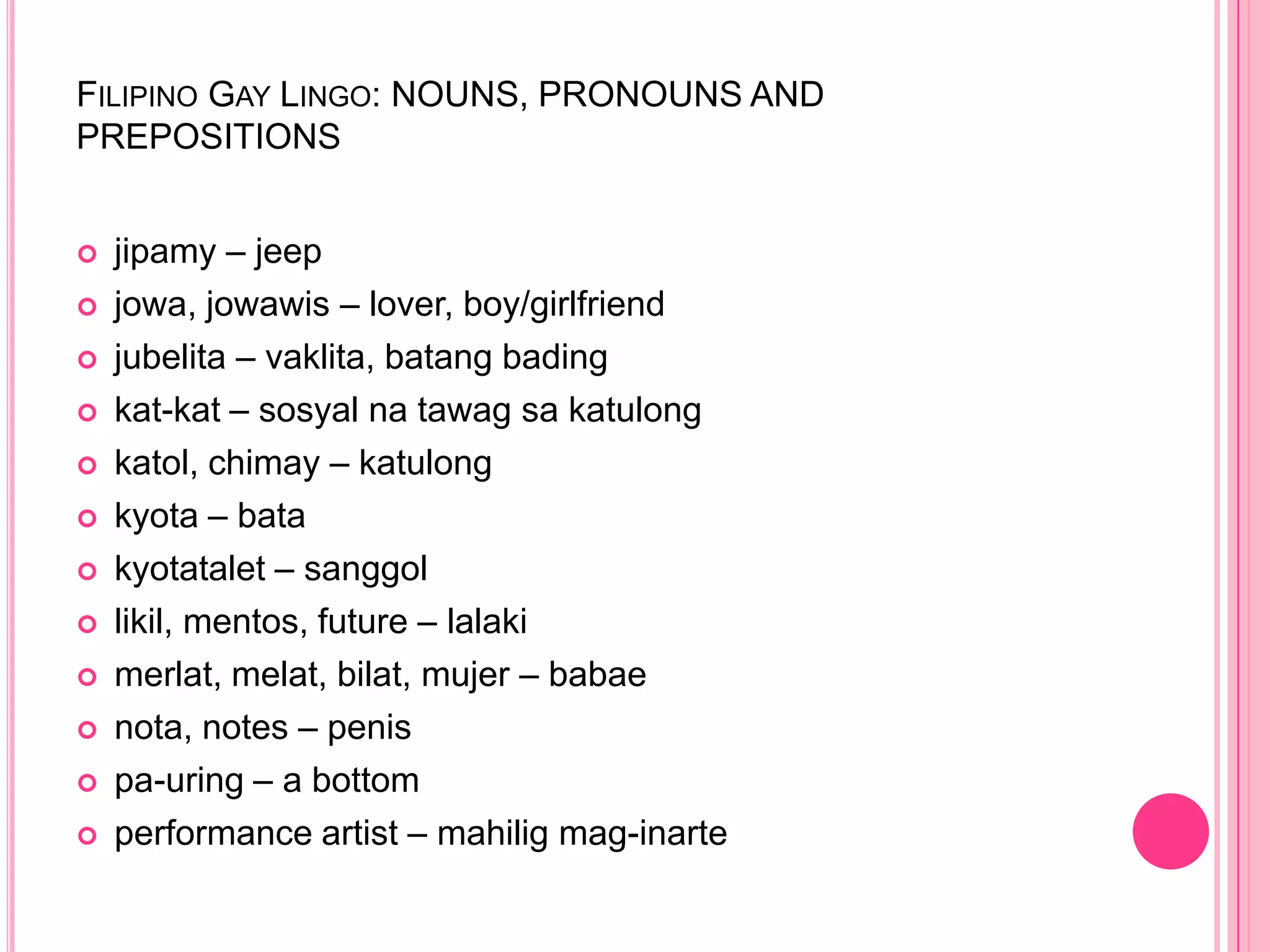 Understanding Filipino Gay Lingo | PPTX