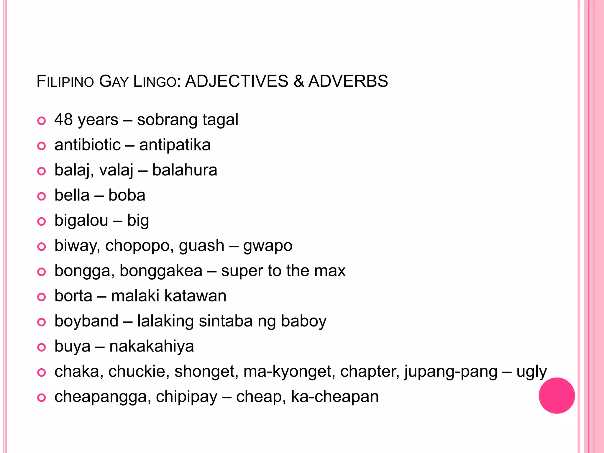 Understanding Filipino Gay Lingo | PPTX