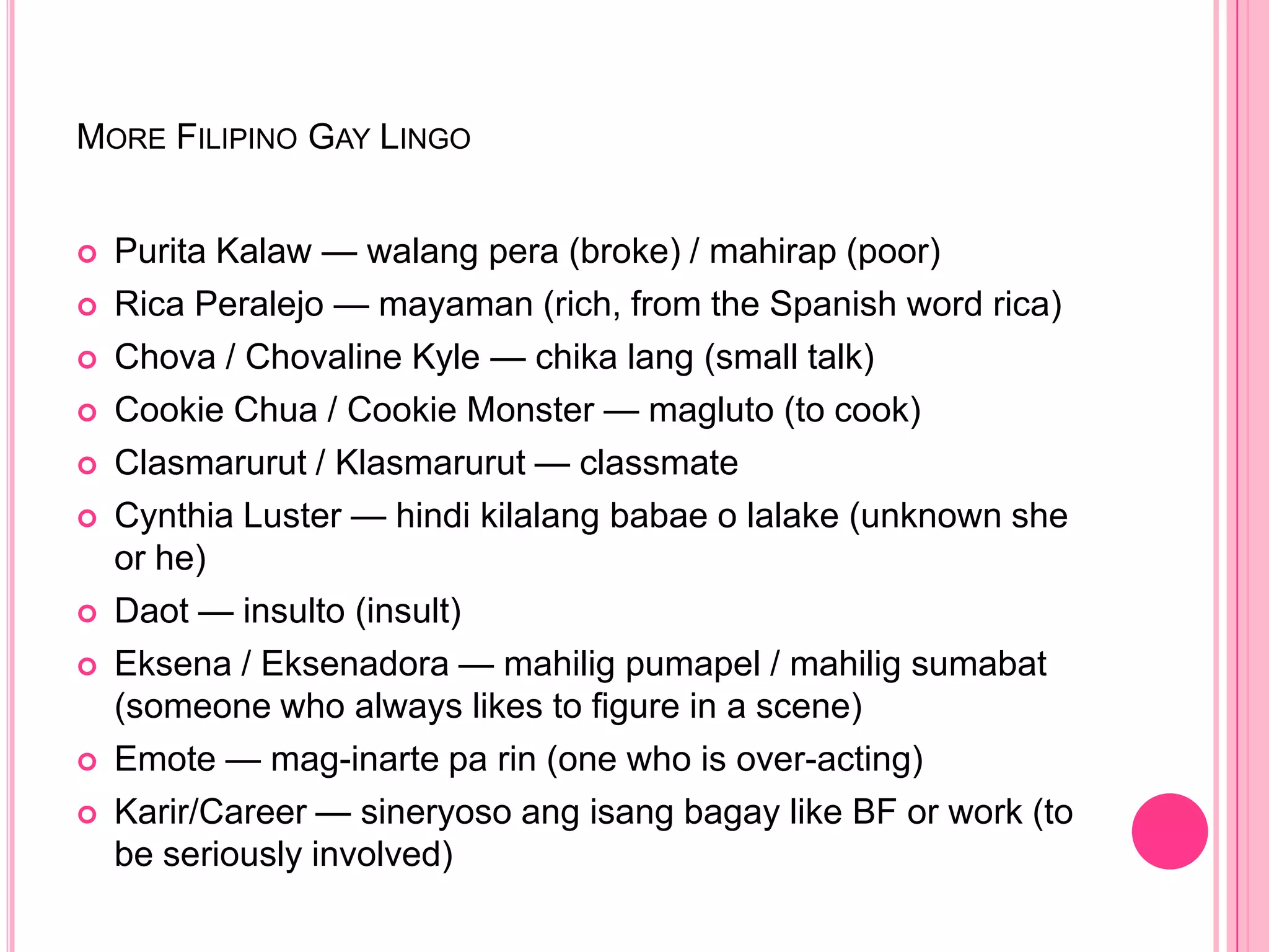 Understanding Filipino Gay Lingo | PPTX