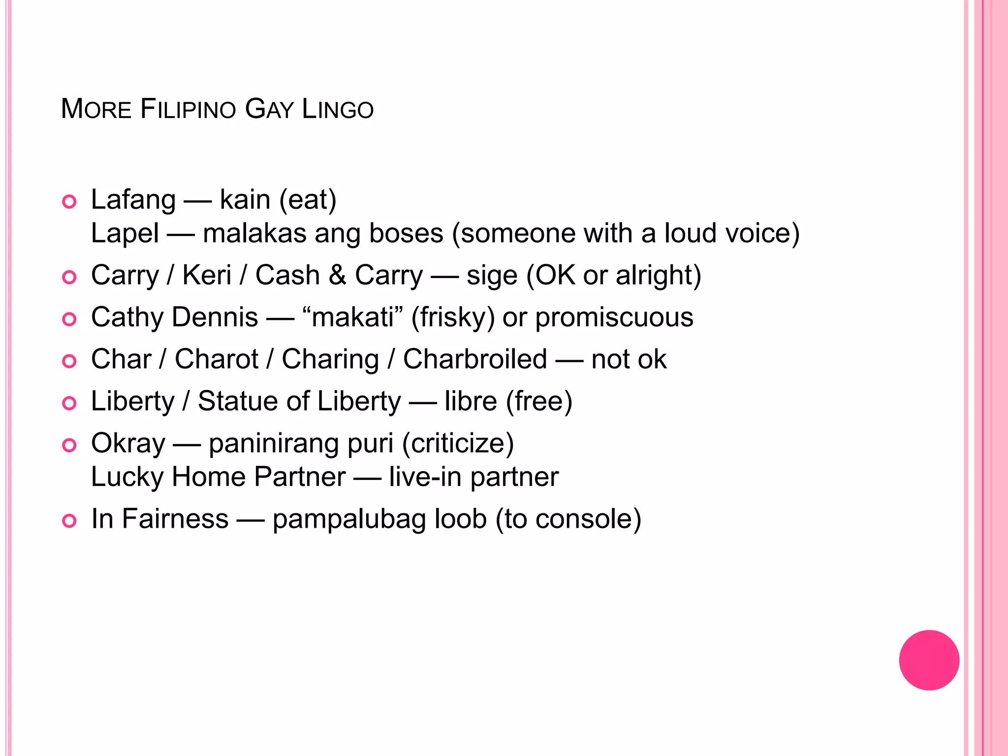 Understanding Filipino Gay Lingo | PPTX