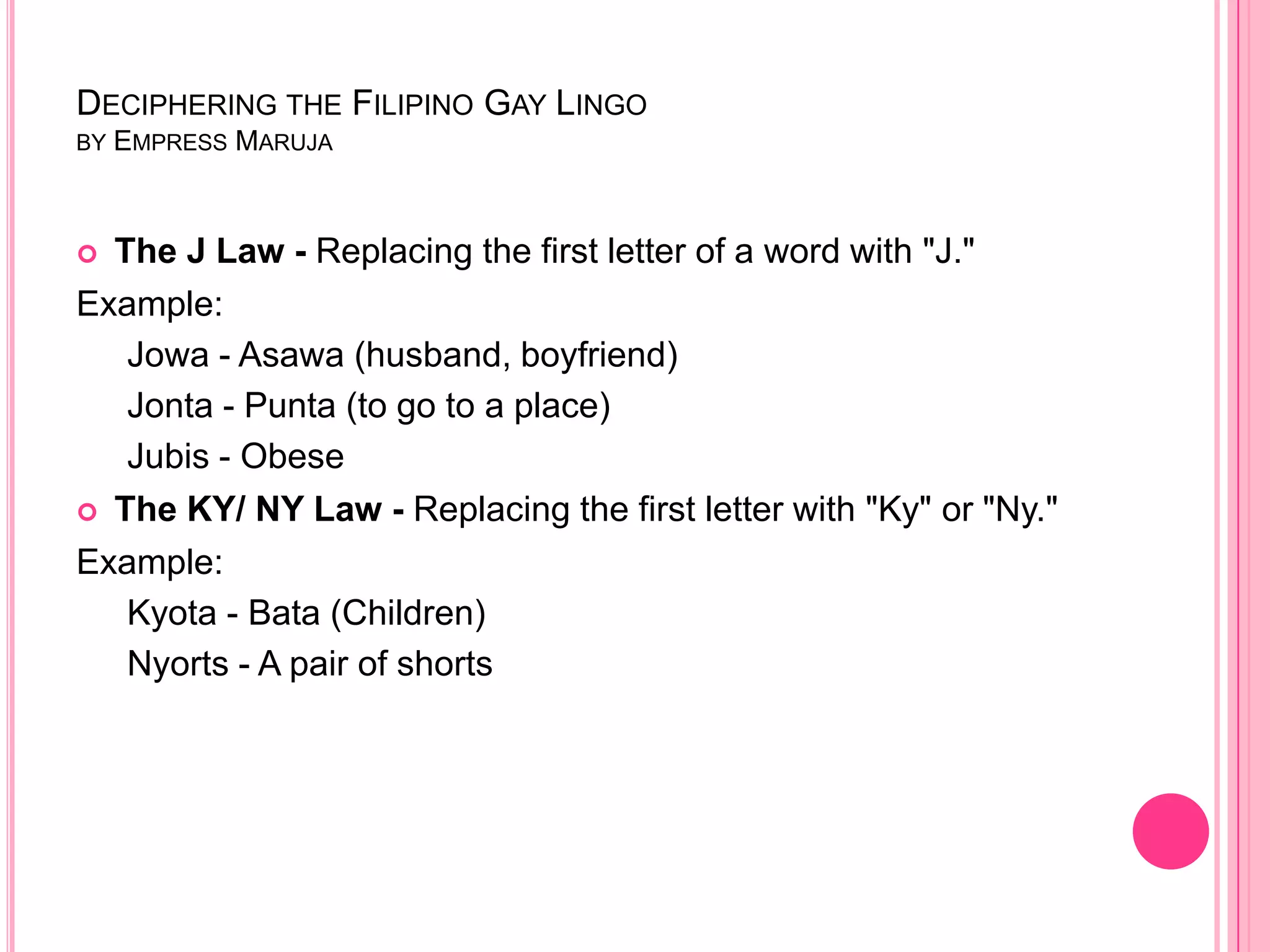 Understanding Filipino Gay Lingo | PPTX