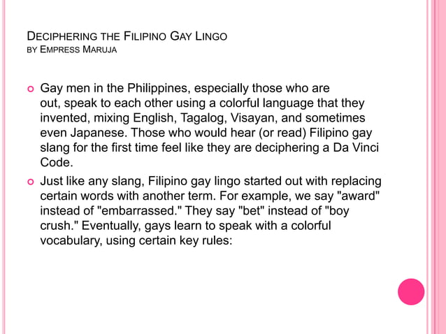 Understanding Filipino Gay Lingo | PPTX