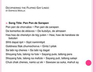 Understanding Filipino Gay Lingo | PPTX