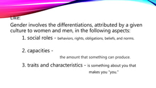 Gender socialization and dynamics | PPTX