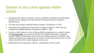 Gender, Society and ASEAN | PPTX | Business and Finance