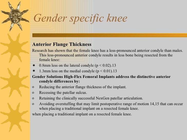Gender Specific High Flex Knee replacement