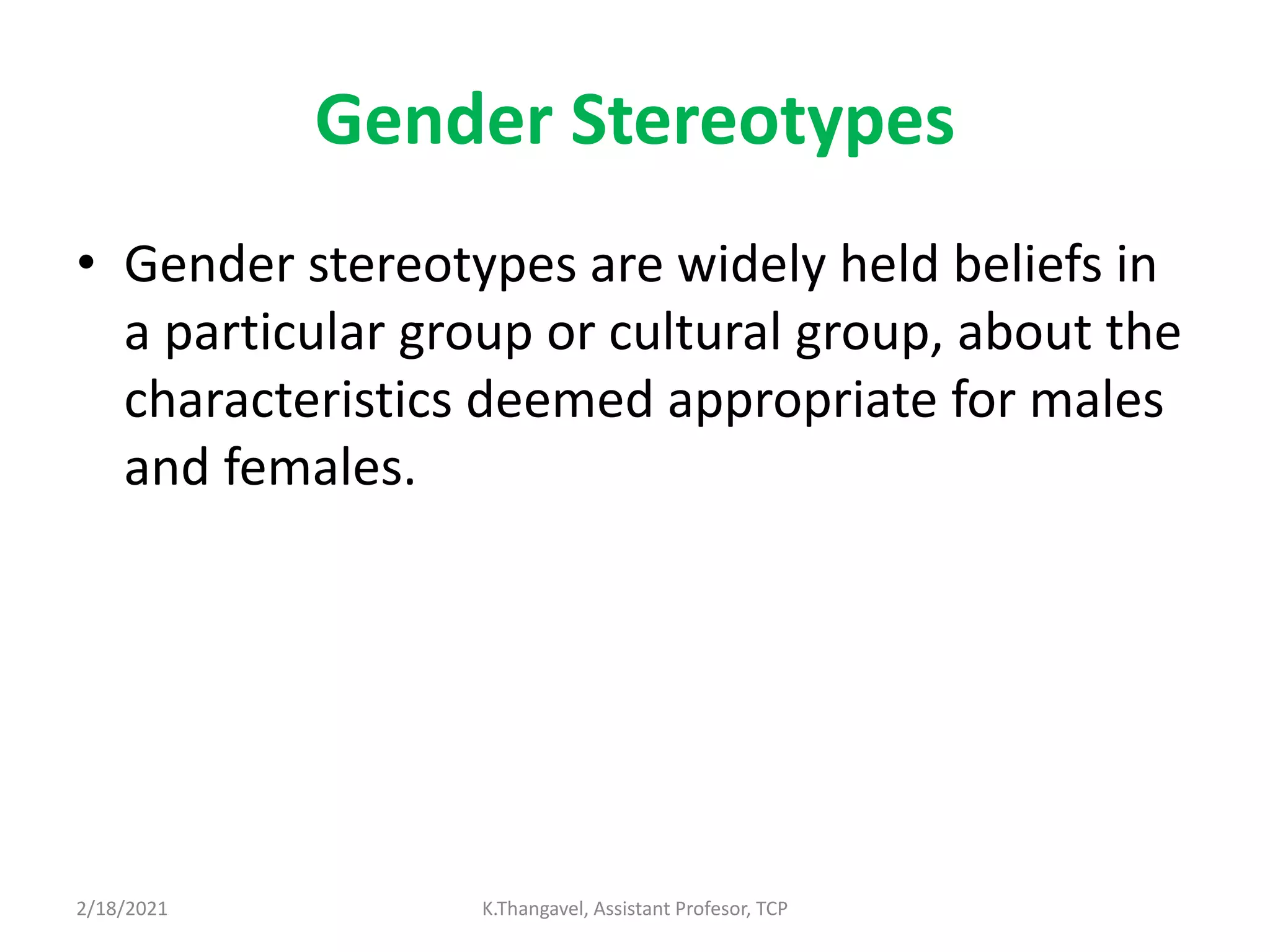 Gender Stereotypes and Gender Roles | PPTX