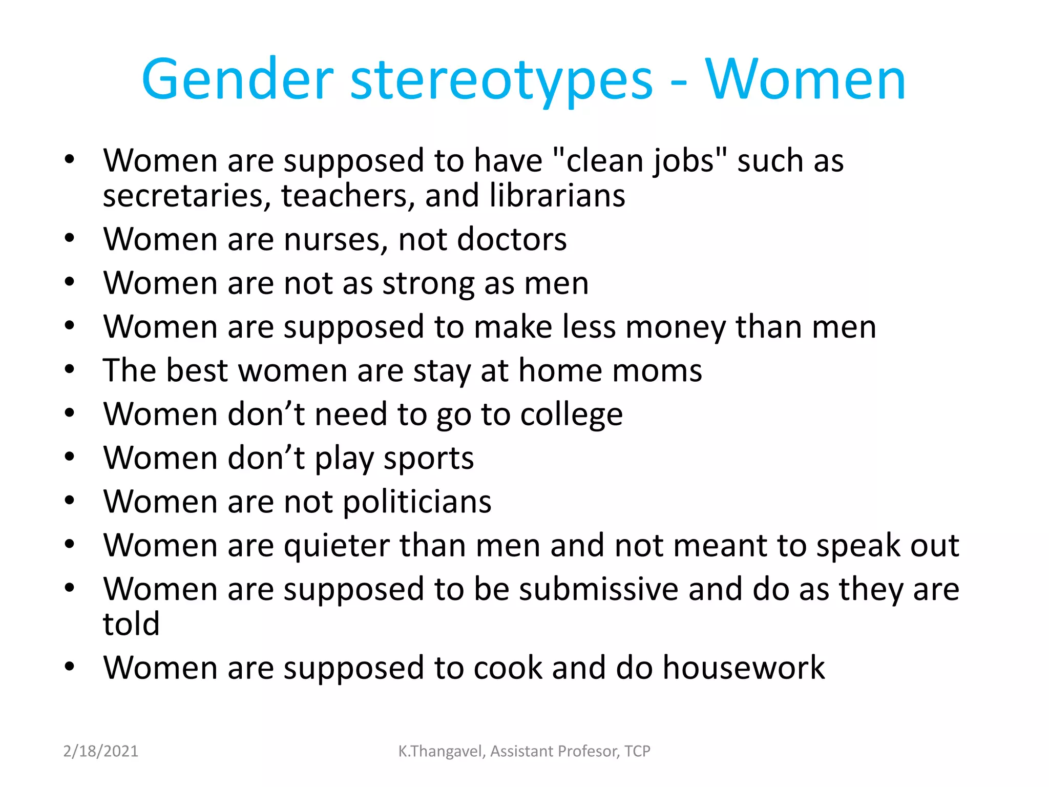 Gender Stereotypes and Gender Roles | PPTX