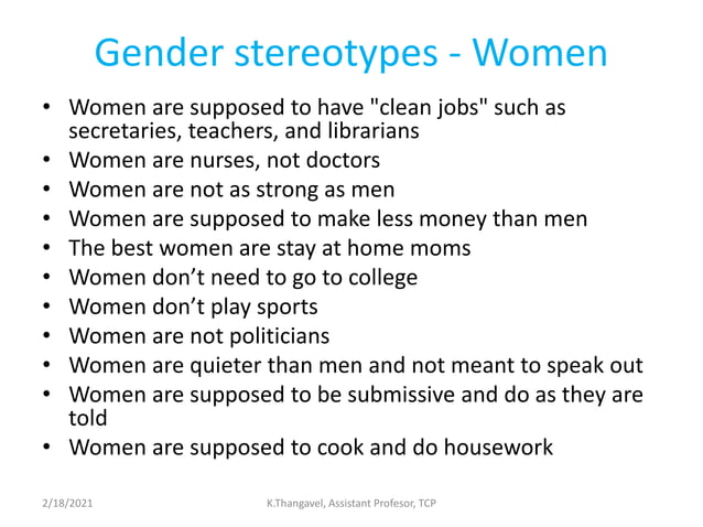 Gender Stereotypes and Gender Roles | PPTX