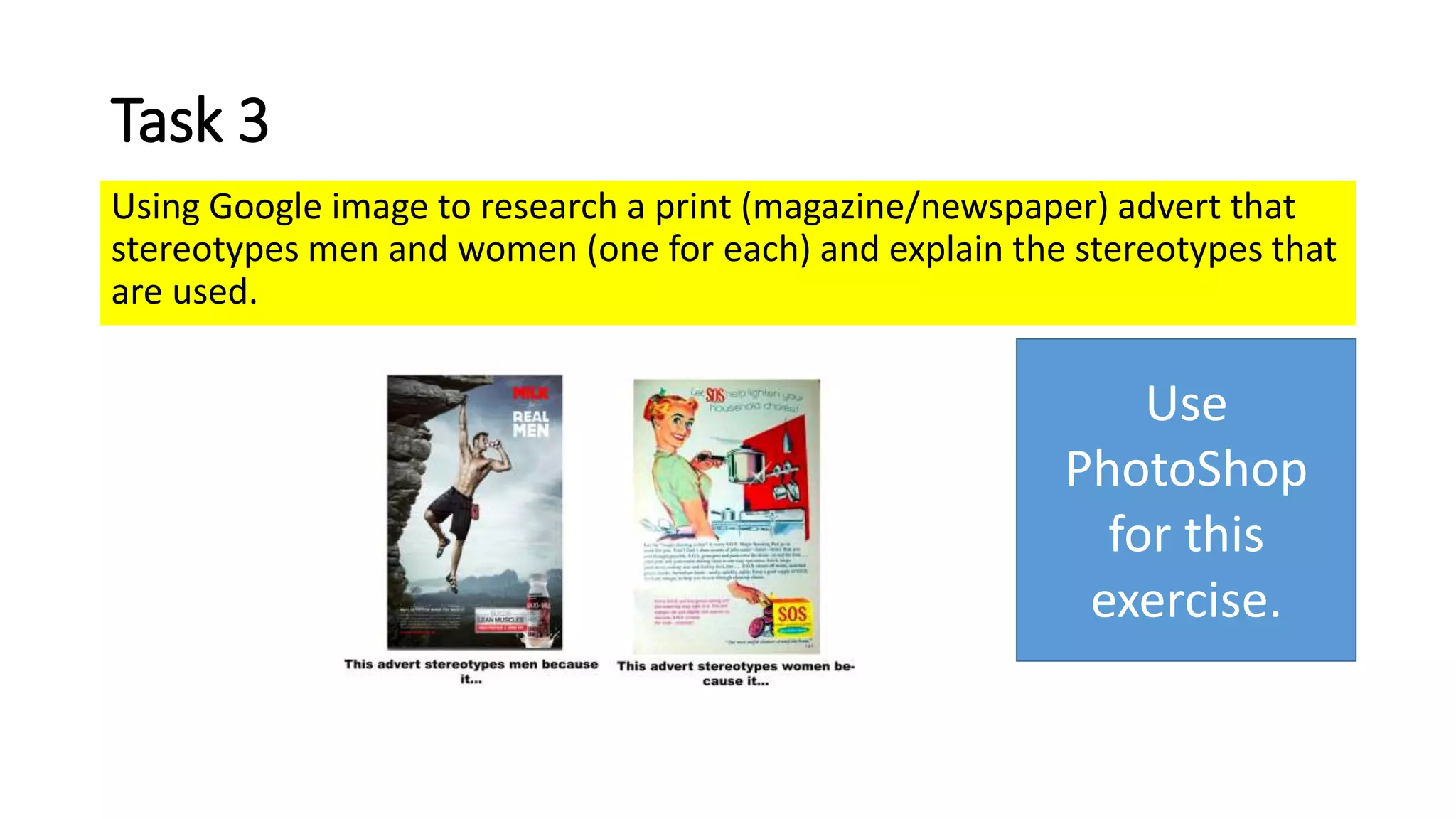 Gender Stereotyping Intro Tasks | PPTX