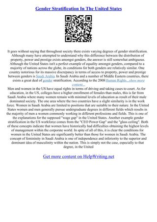 Gender Stratification Essay | PDF