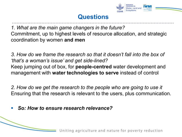 Gender, water and development :issues for the future | PPT