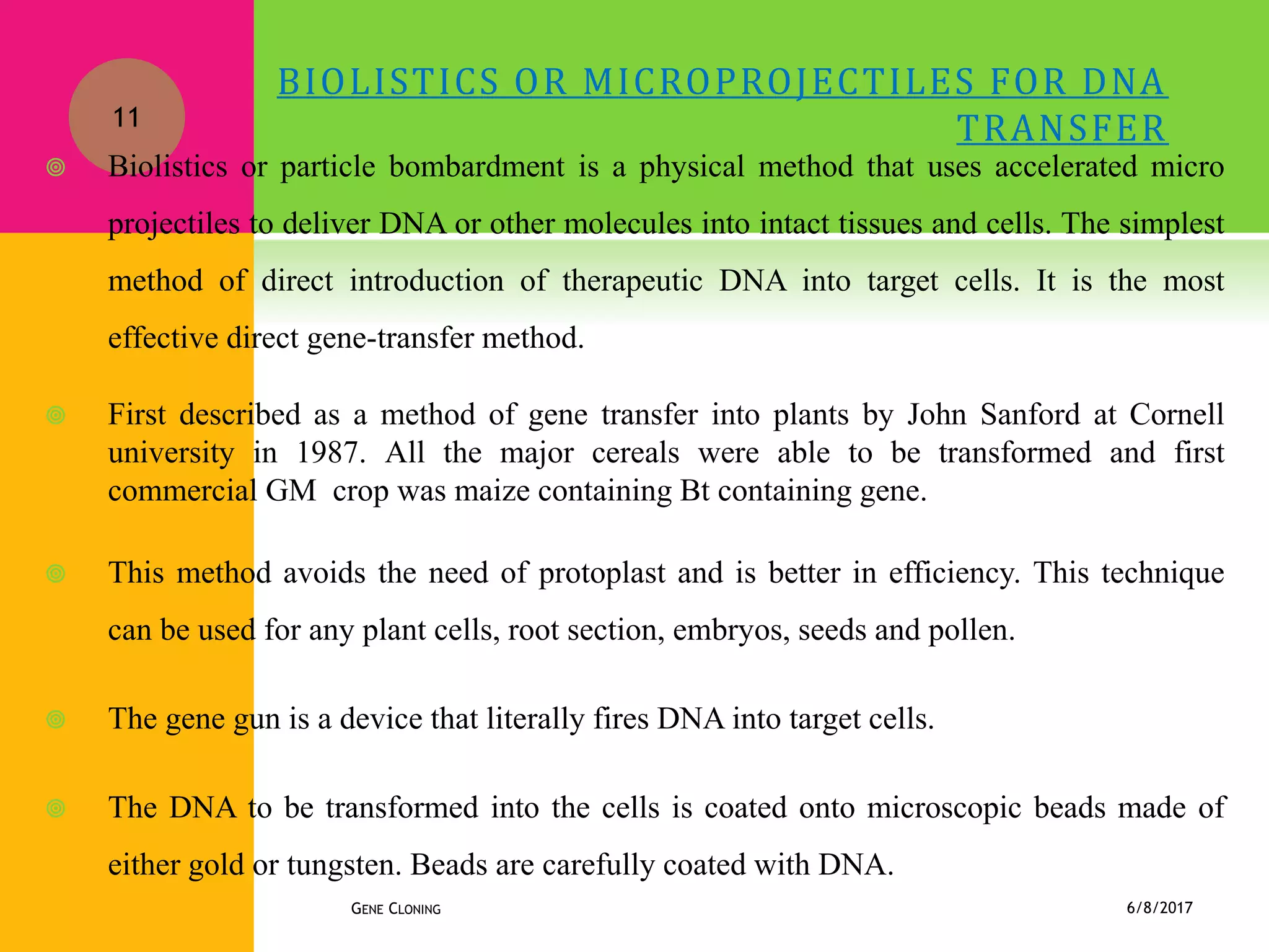 Methods of gene transfer in plant | PPTX