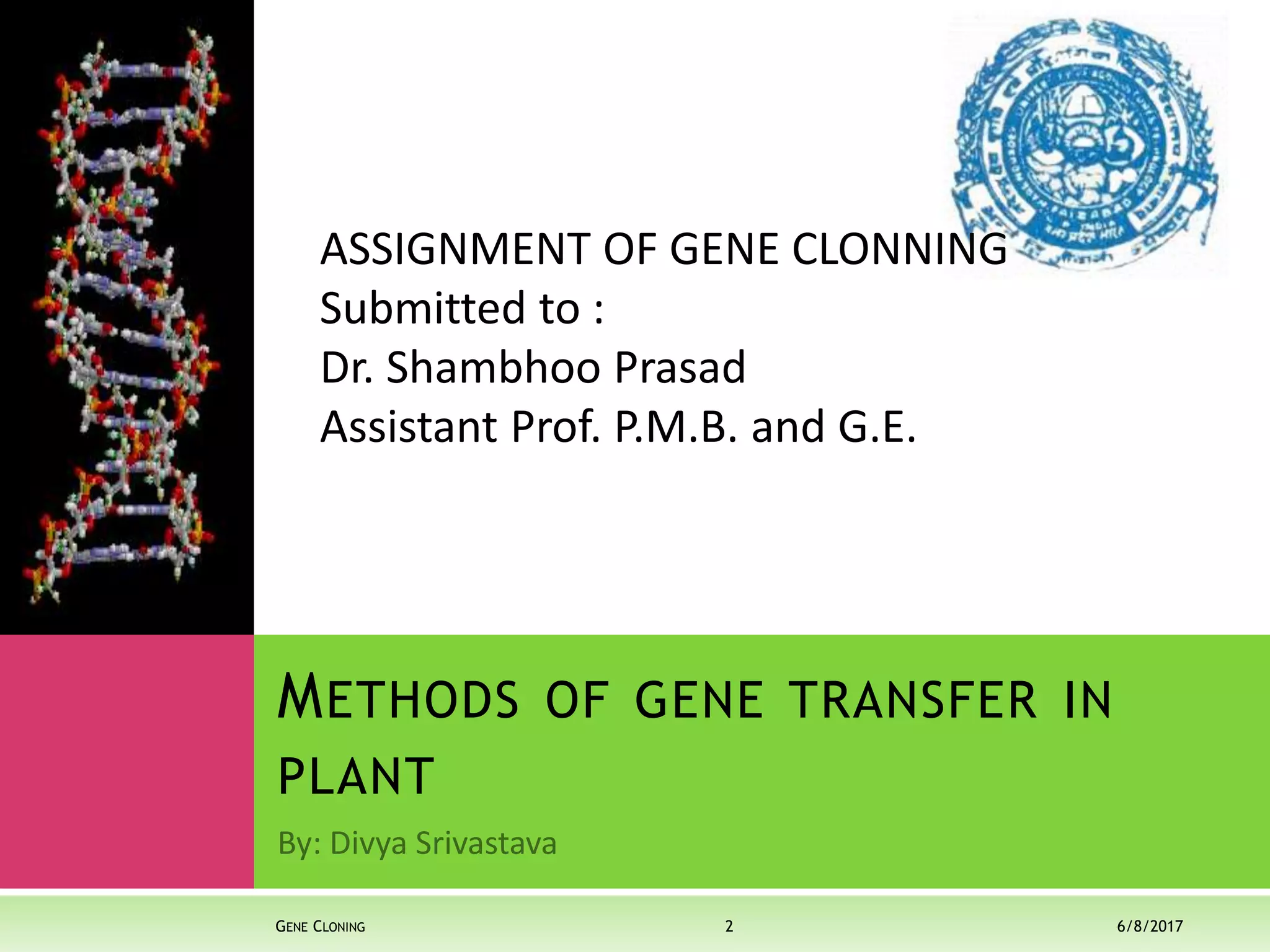 Methods of gene transfer in plant | PPTX