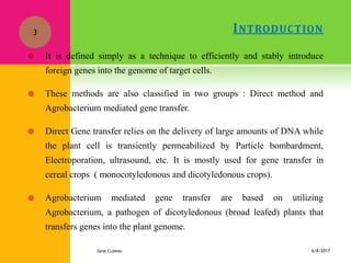 Methods of gene transfer in plant | PPTX