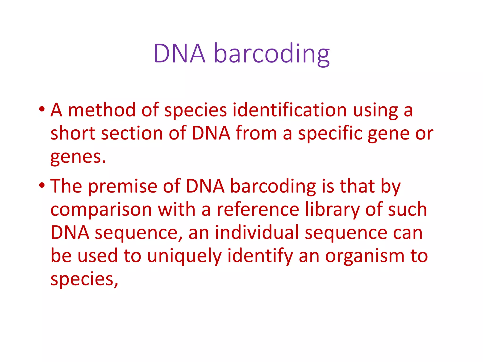 DNA BARCODING INTRODUCTION | PPTX