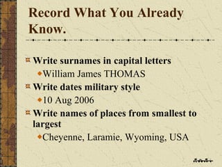 Genealogy Basics | PPT | Genealogy and Ancestry | Hobbies & Interests