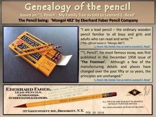 Genealogy of the pencil - based on “‘I, Pencil’: My Family Tree as told ...