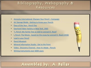 Genealogy of the pencil - based on “‘I, Pencil’: My Family Tree as told ...