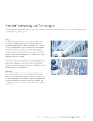 GeneArt® services - Gene synthesis through protein production | PDF