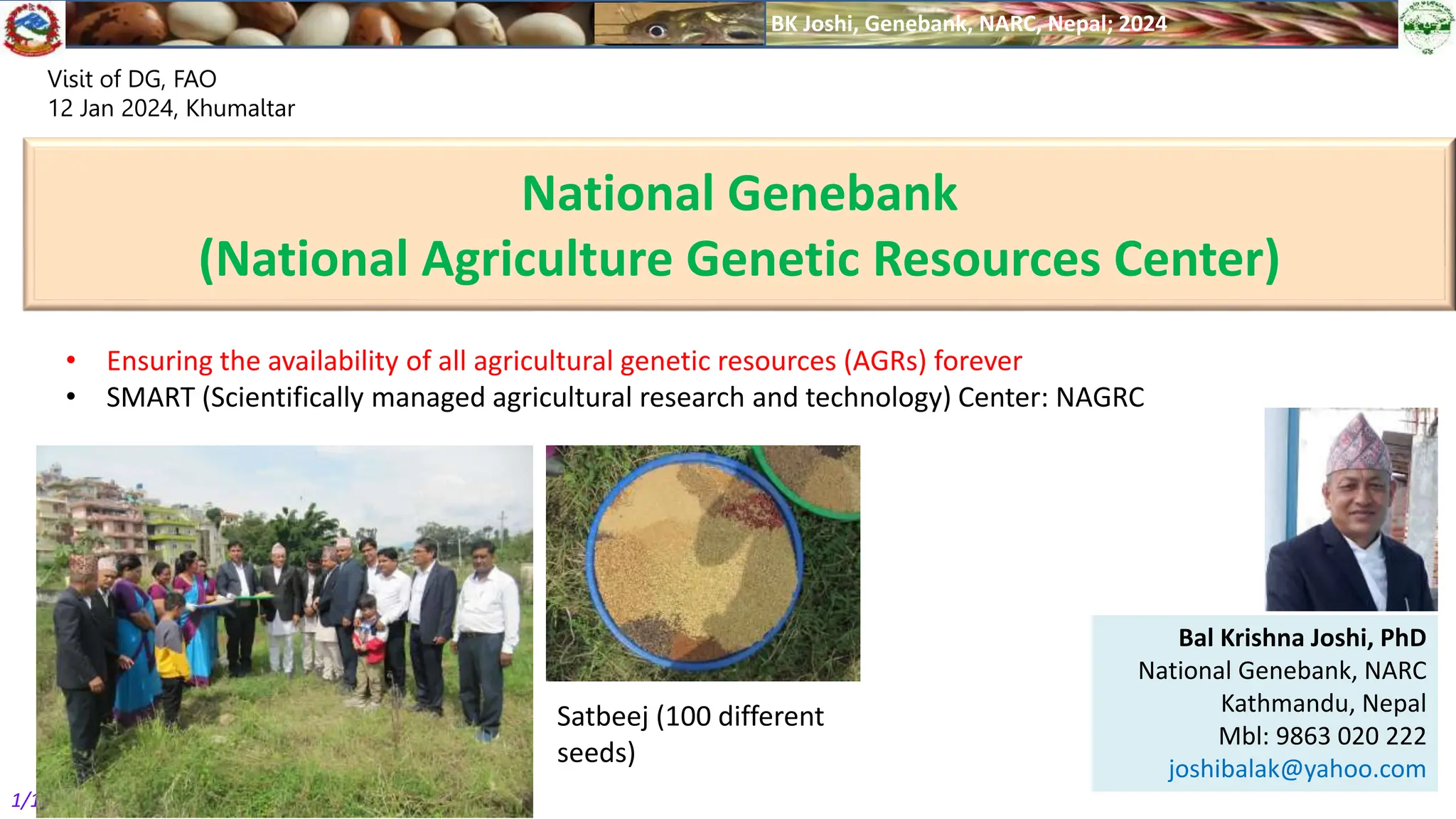 National Genebank (National Agriculture Genetic Resources Center) | PPTX