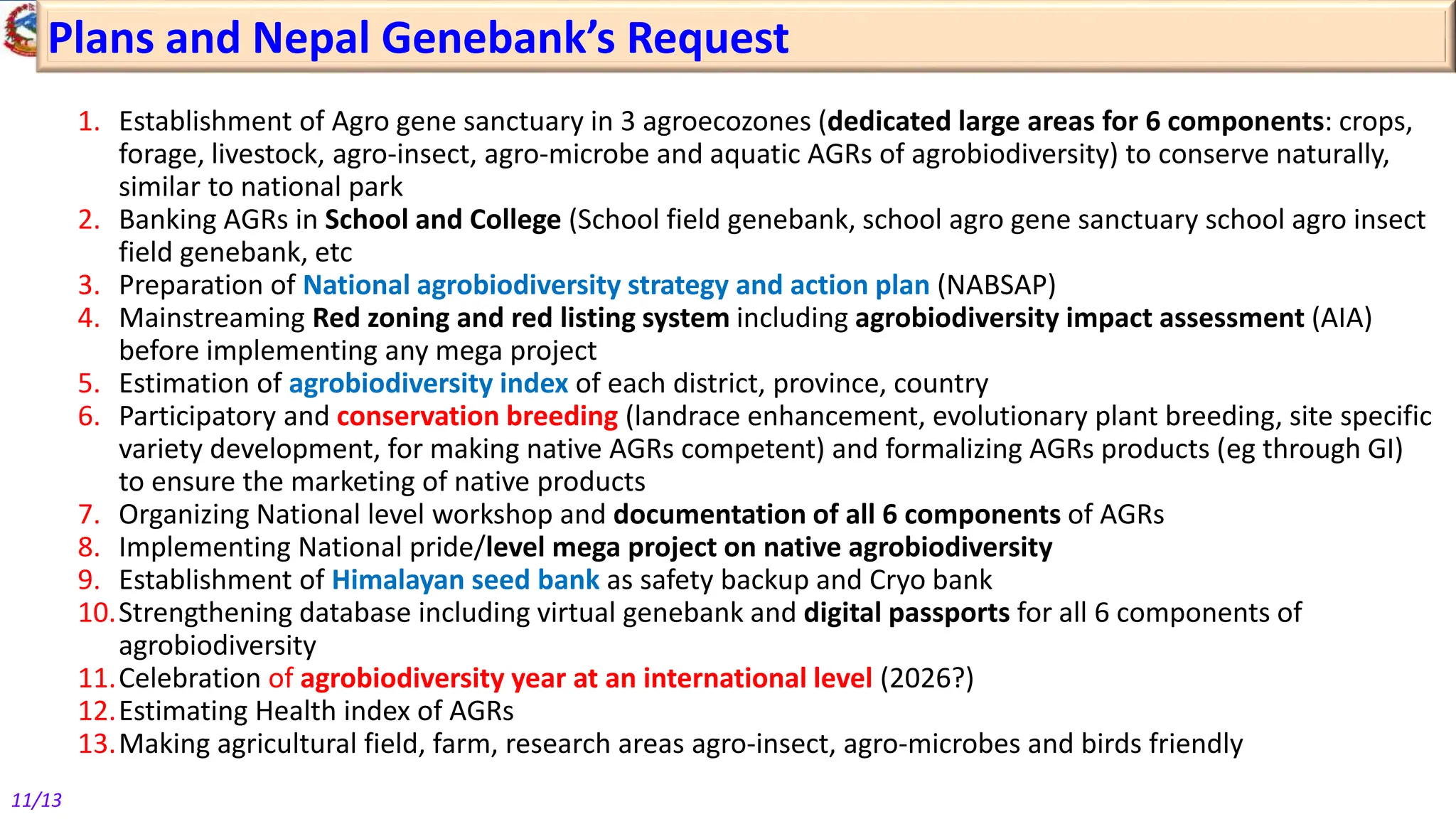 National Genebank (National Agriculture Genetic Resources Center) | PPTX