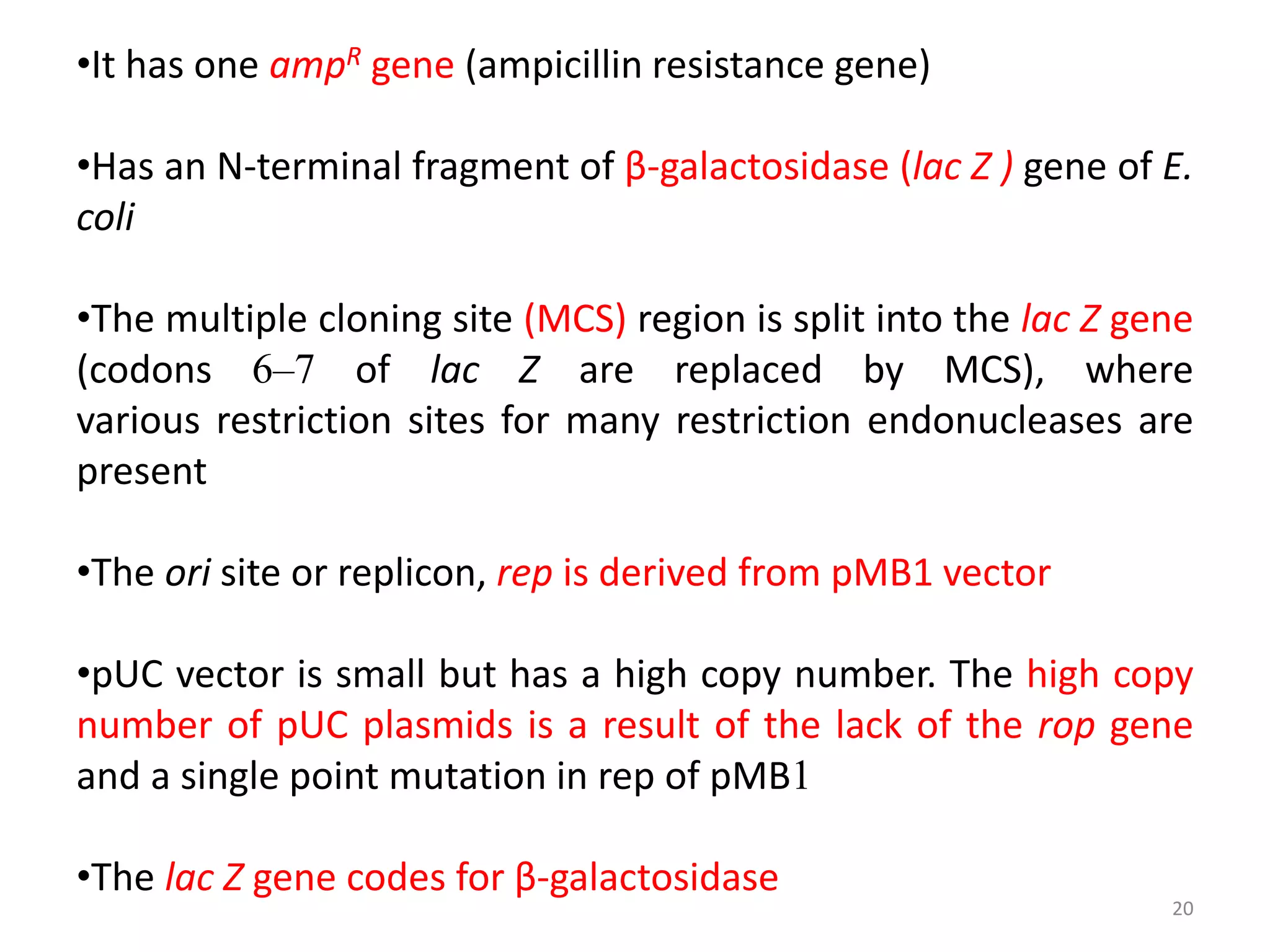 Gene cloning and plasmid vectors | PDF