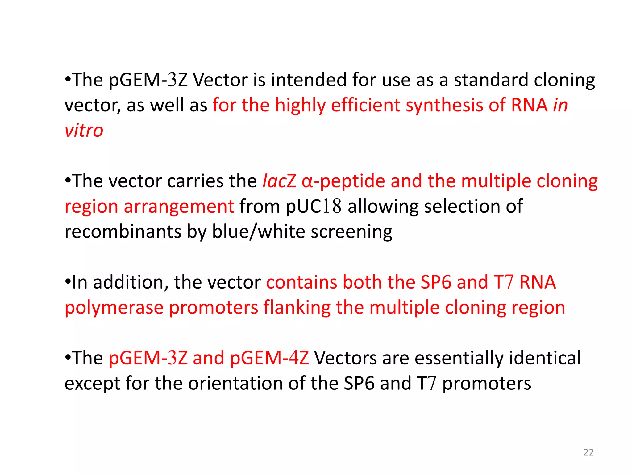 Gene cloning and plasmid vectors | PDF